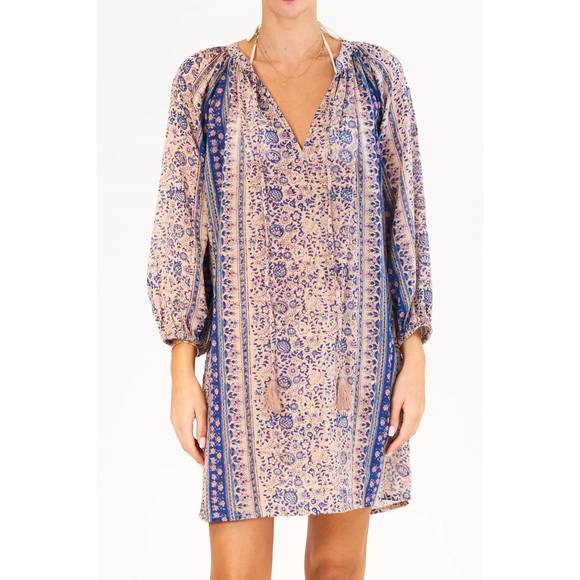 M.A.B.E. | Dresses | New Mabe Block Print Cass Caftancoverup In Blue | Poshmark